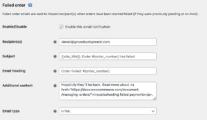 Failed Order Notification for WooCommerce